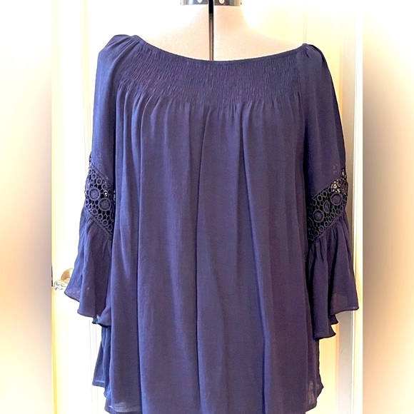Cato | Tops | Cato Blouse Size L Navy Can Be Worn On The Shoulder Or ...
